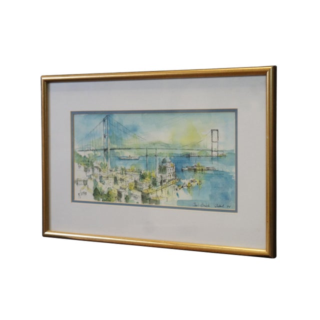 Isil Ozisik Istanbul Bridge Mosque Cityscape Harbour Watercolor ...