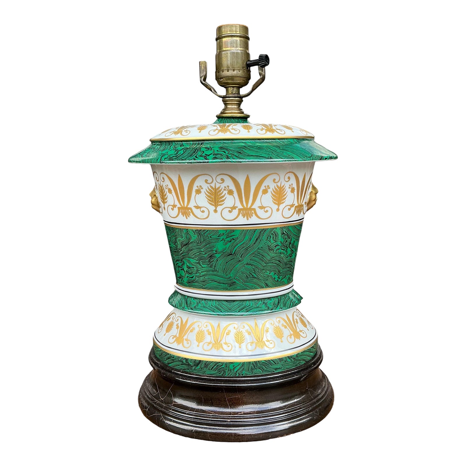 Mid-Century Italian Neo-Classical Style Faux Malachite & Gilt Table ...