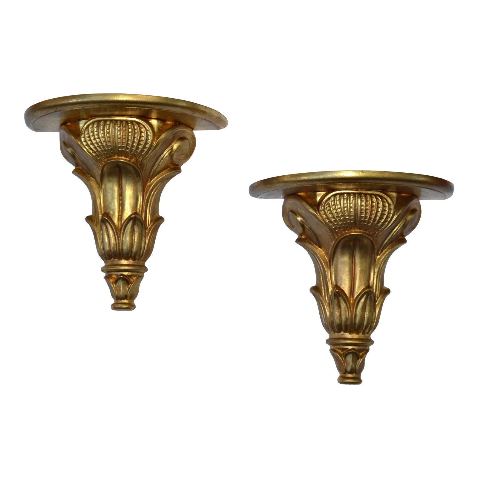 Pair Italian Florentine Vintage Hand Carved Giltwood Wall Shelf ...