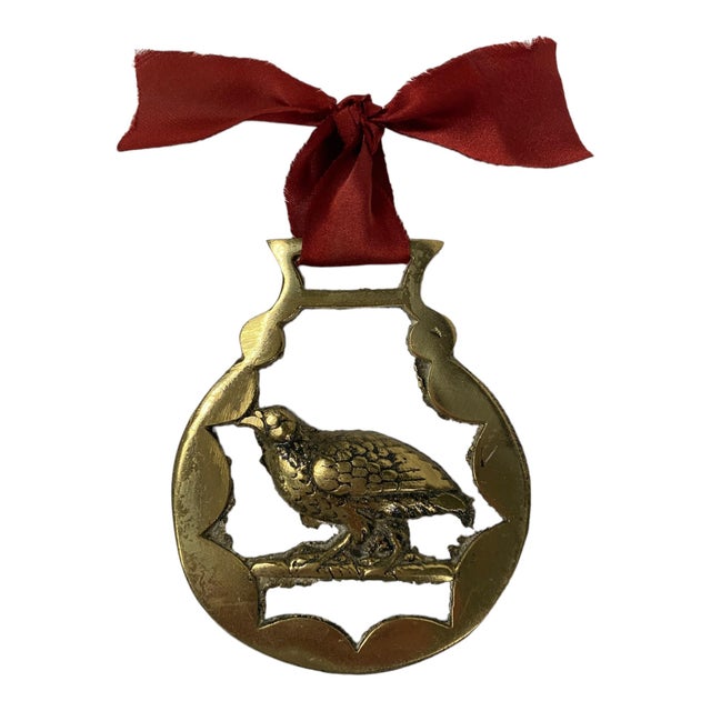 English Brass Partridge Christmas Tree Ornament | Chairish