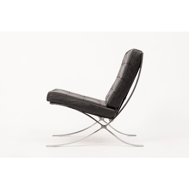 1990s Mid Century Black Barcelona Chair Attributed to Mies Van Der Rohe ...