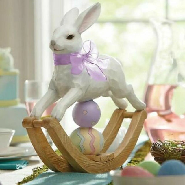 Lenox Hand Painted Easter Bunny Rocking Rabbit Figurine Centerpiece ...