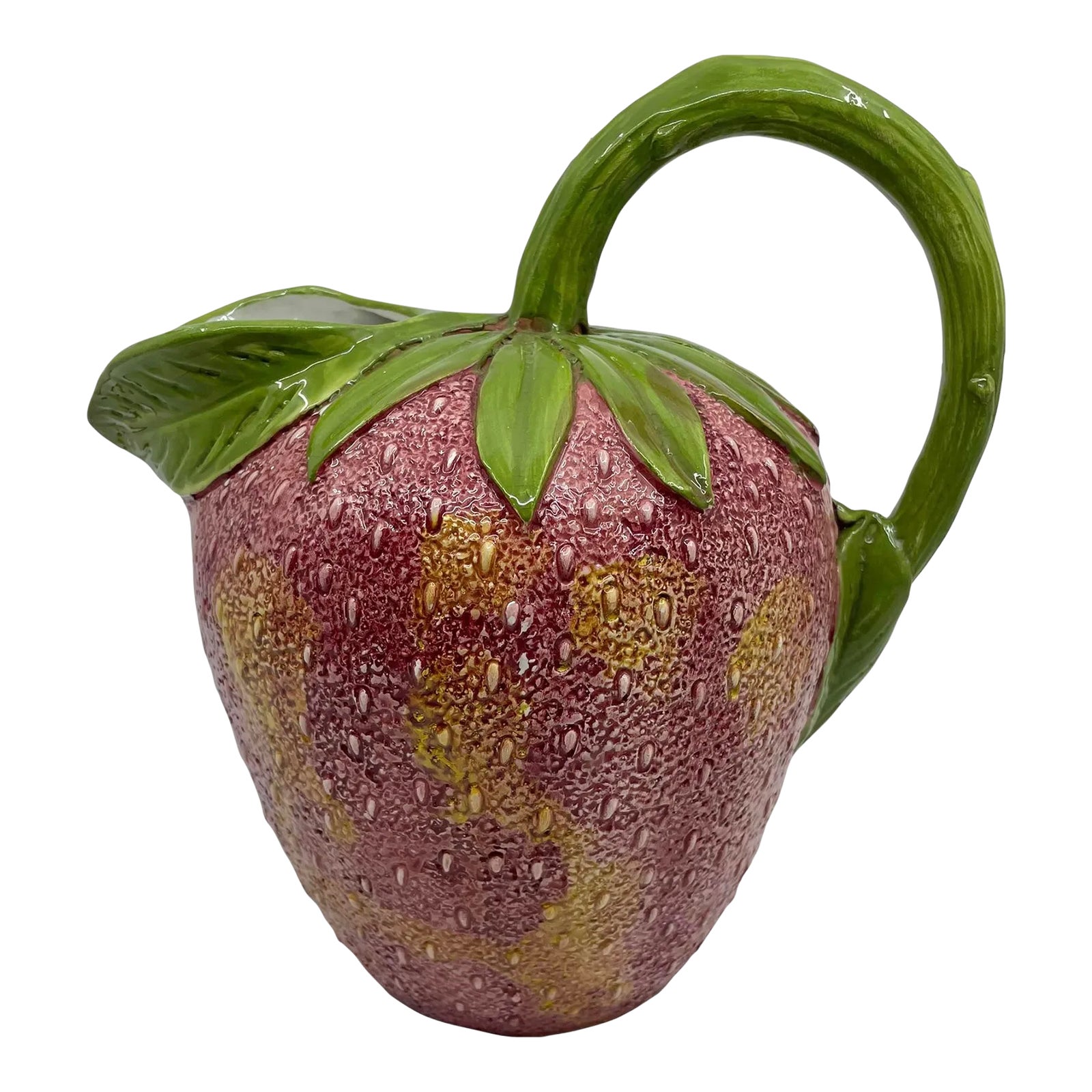 Mid Century Ceramic Strawberry Pitcher Made in Italy | Chairish