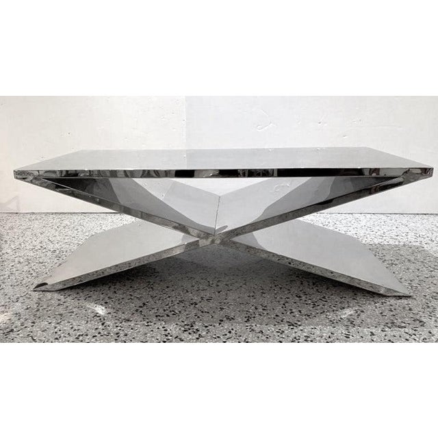 Vintage X-Form Polished Steel Cocktail Table Coffee Table | Chairish