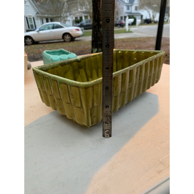 Mid-Century Cookson Pottery Green Ceramic Planter | Chairish