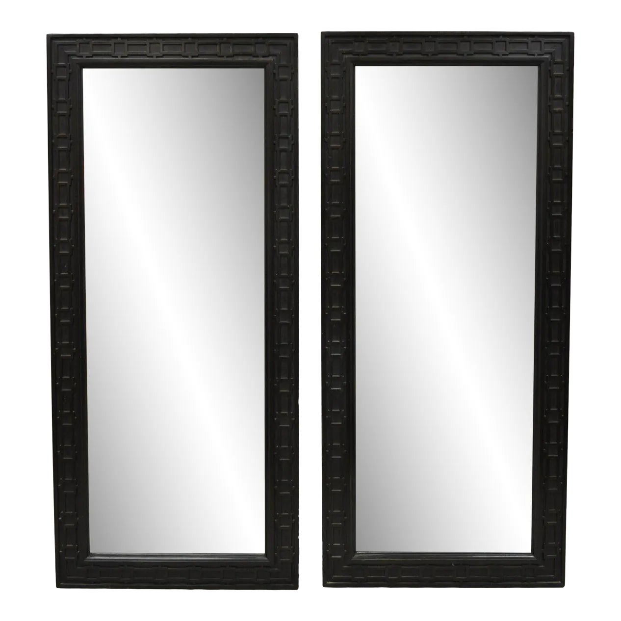 Vintage Chinoiserie Fretwork Solid Wood Frame Rectangular Wall Mirrors ...