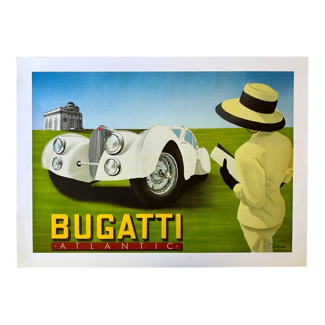 Original Signed Bugatti Atlantic Auto Poster by Razzia | Chairish