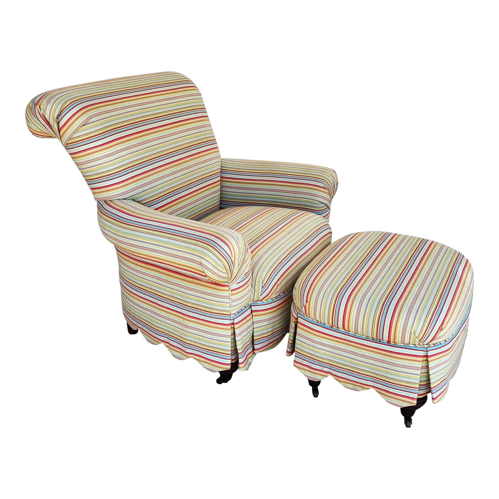 Pearson Armchair & Ottoman Rolling | Chairish