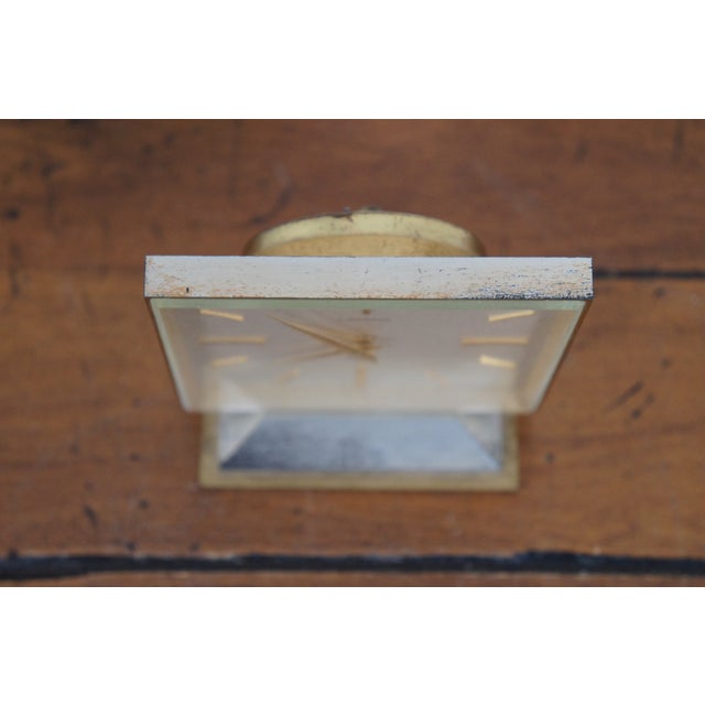 Mid Century Looping Swiss Square Brass 7 Jewel 8 Day Alarm Desk Clock ...