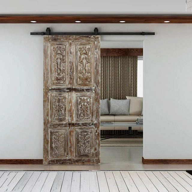 Antique Barn Door Handcrafted Solid Doors Whitewash Single Rustic Doors ...