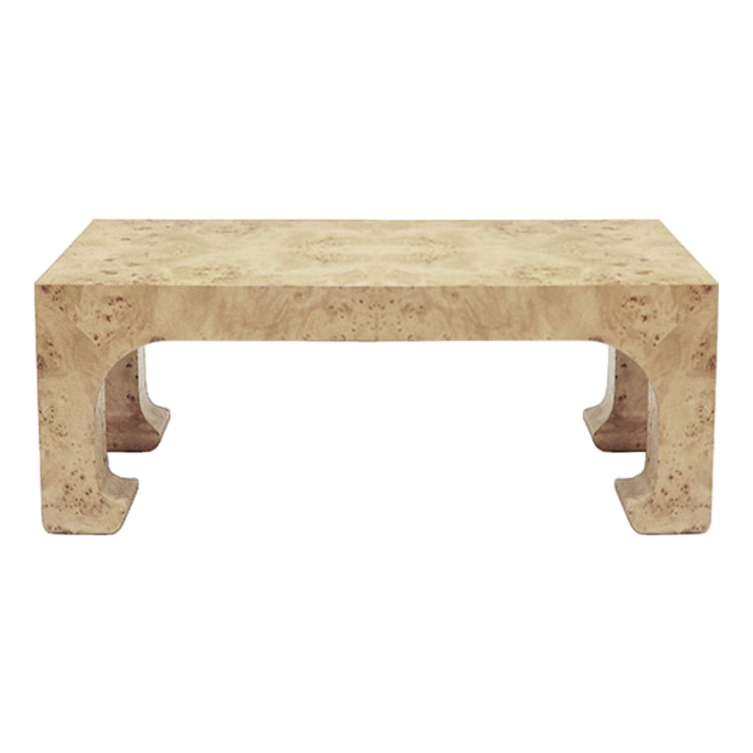 Matthew Izzo Home Nicole Light Burlwood Ming Style Coffee Table | Chairish