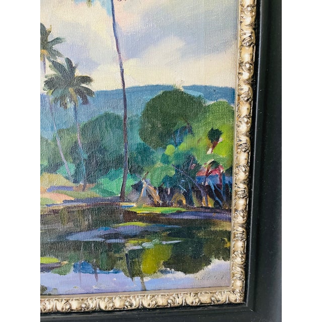 1910s Tropical Landscape Oil on Canvas Antique Post Impressionist ...