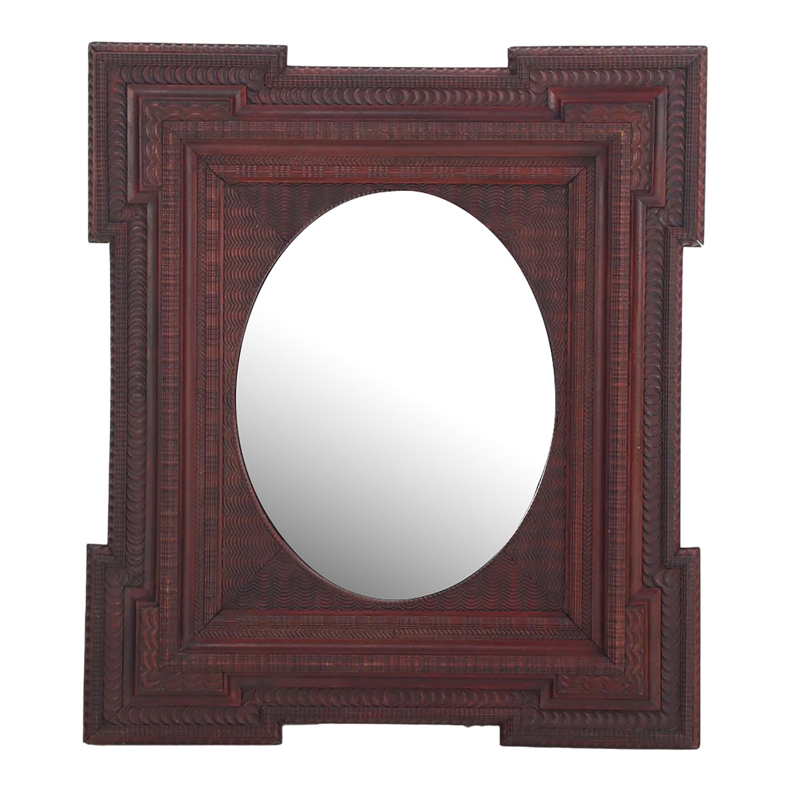 A French Mahogany Dutch Ripple Style Mirror, C 1890. | Chairish