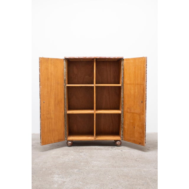 Cerused Gouge-Carved Oak Cabinet, France 1940s | Chairish