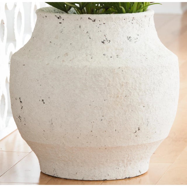 White Washed Finish Ceramic Plant Pot | Chairish