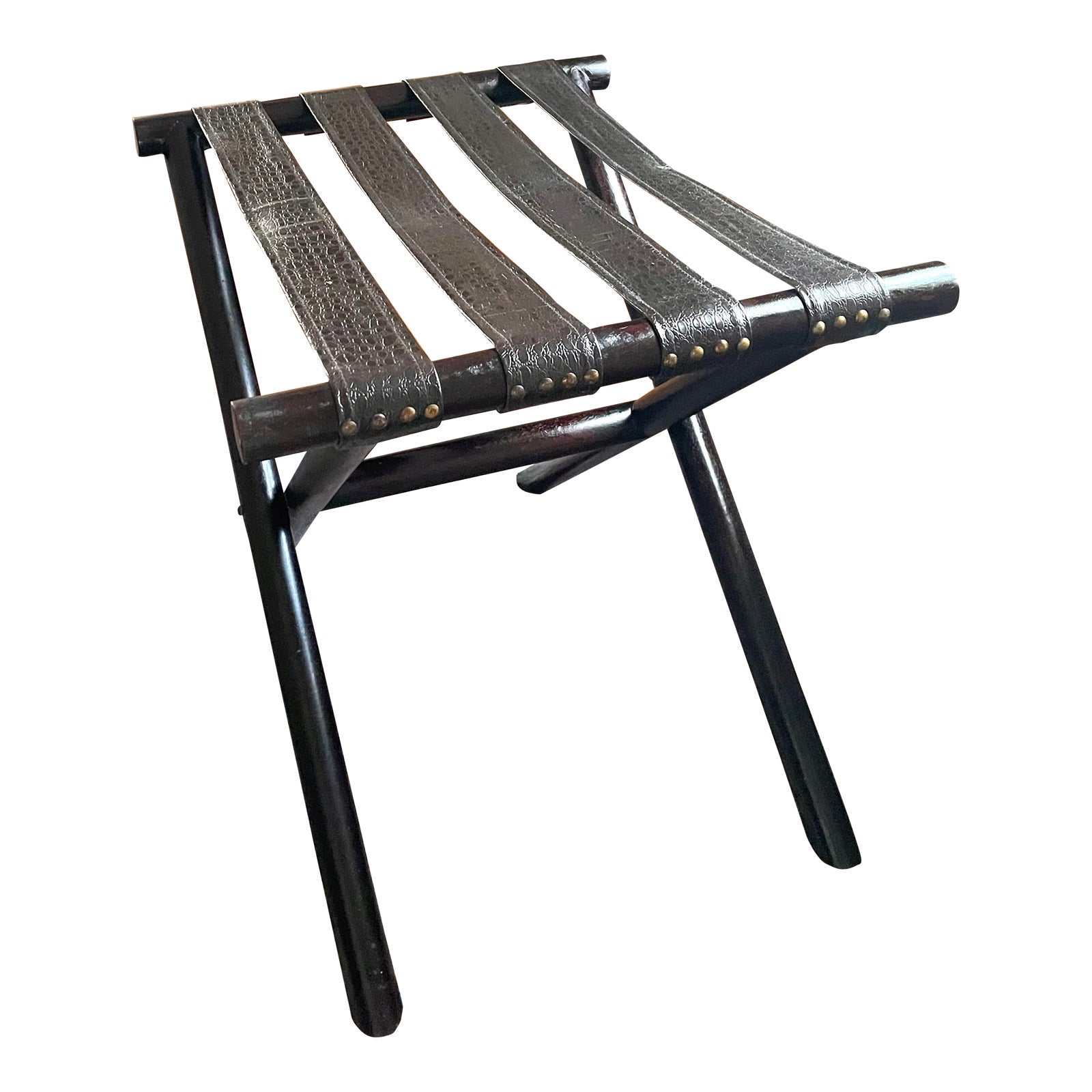 Mid 20th Century Dorothy Draper Style Carved Wood Luggage Rack With ...
