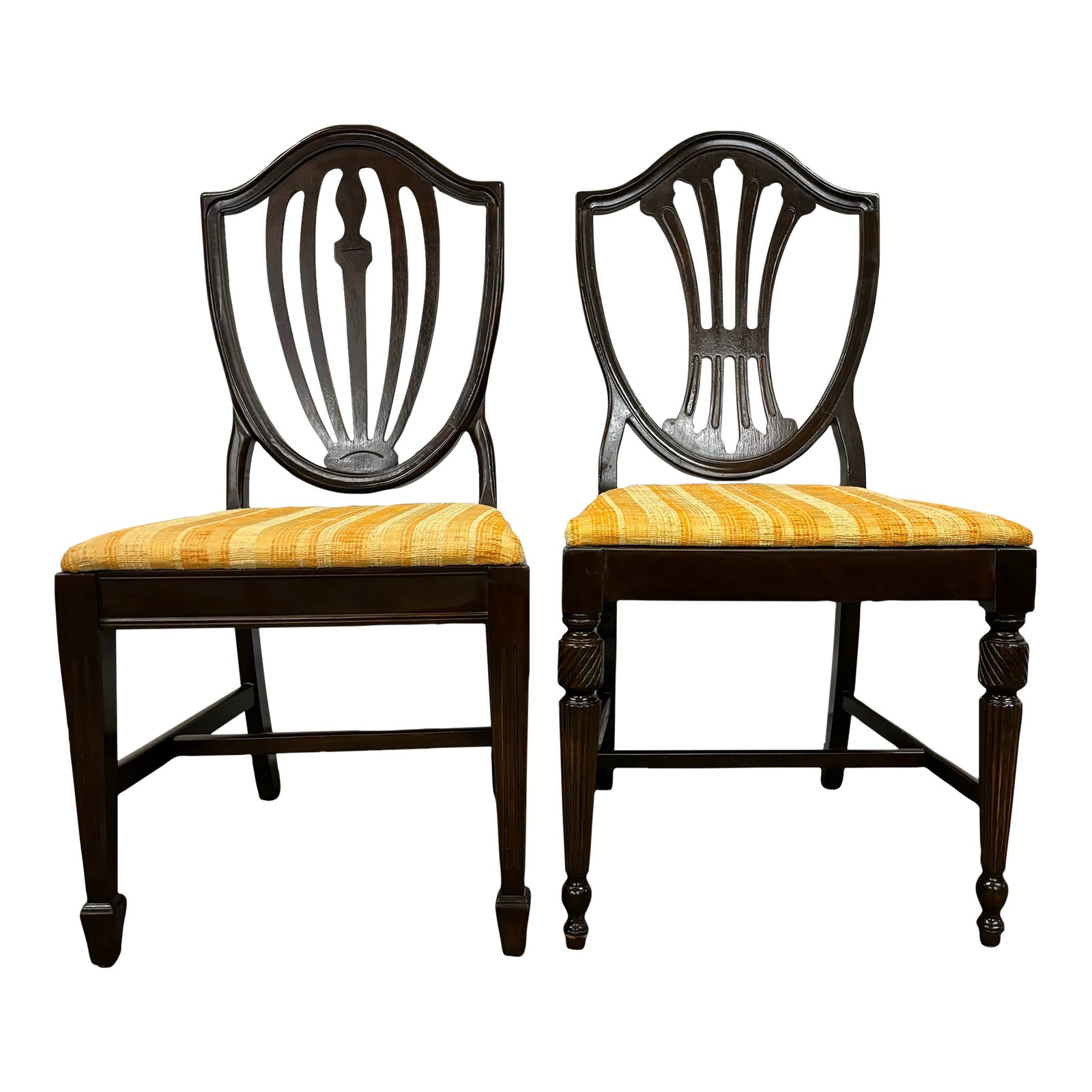 Vintage Yates Duncan Phyfe Hepplewhite Style Shield Back Dining Chairs ...