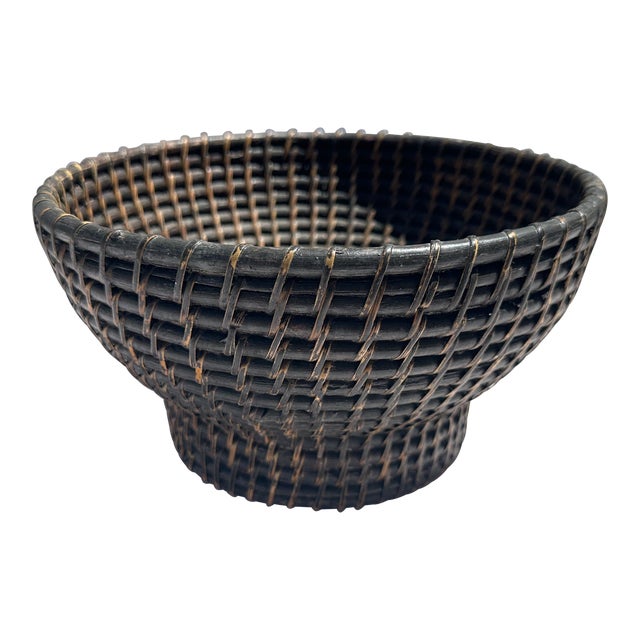 Handcrafted Woven Rattan Bowl | Chairish