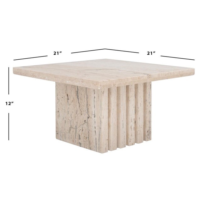 Olivia Square Travertine Accent Table - Off White | Chairish