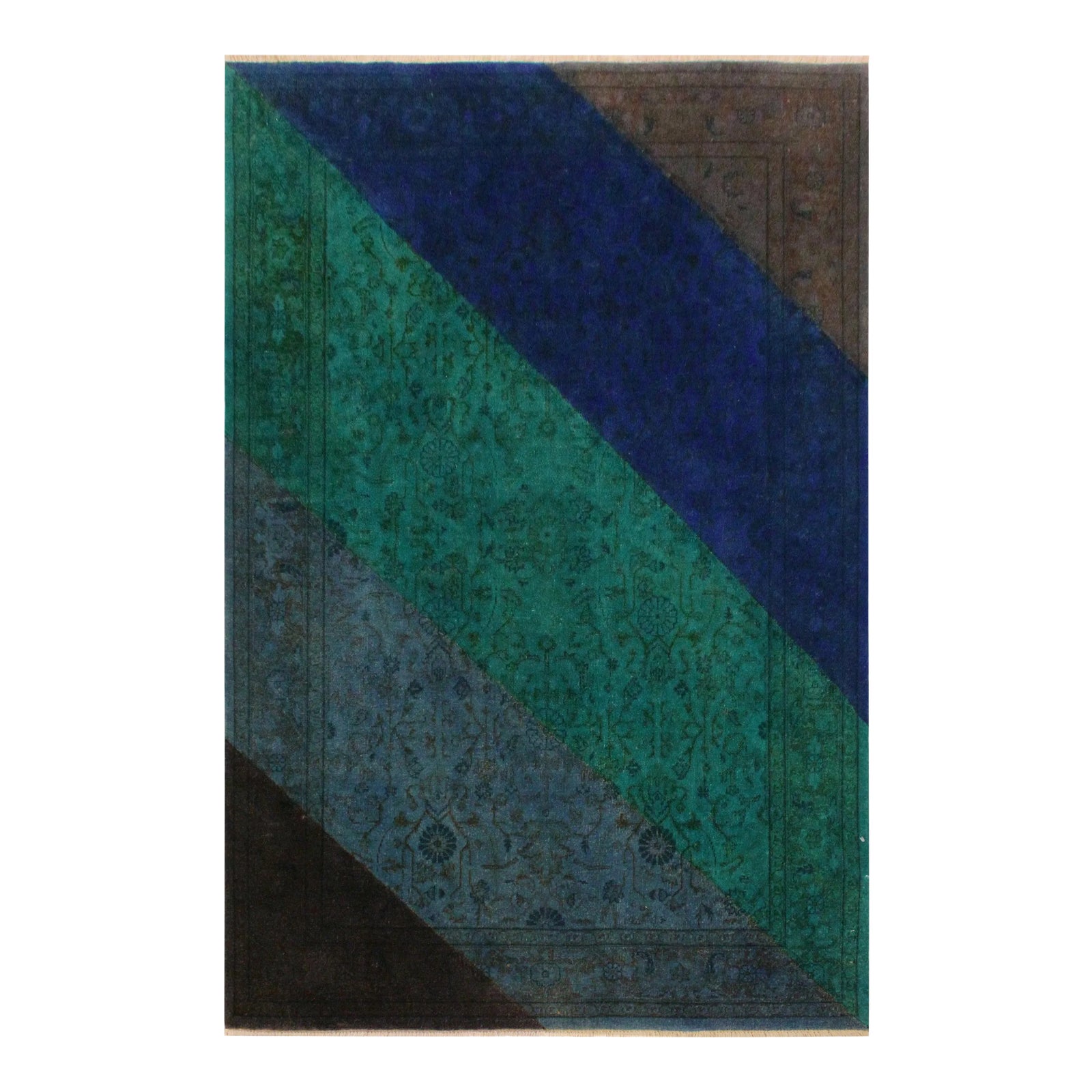 Boho Chic Overdyed Color Reform Blue/Green Area Rug - 4'1 X 6'0 | Chairish