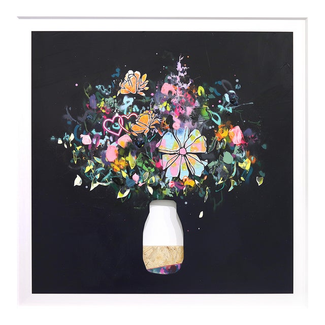 Floral Drama - Colorful Mixed Media Still Life Original Artwork by Lee ...