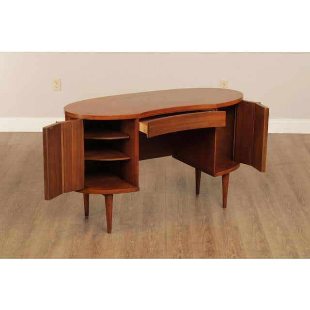 1960s Mid-Century Modern Walnut Kidney Writing Desk Attributed to ...