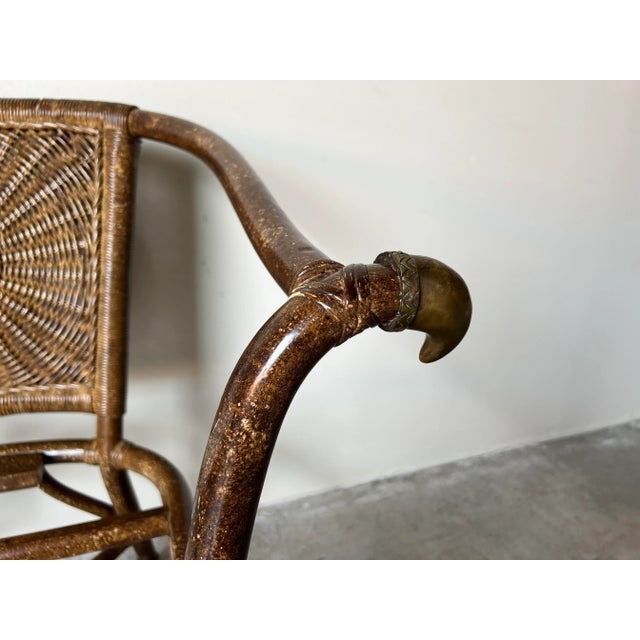 Vintage Organic Faux - Tortoise Shell Finish Rattan and Brass Accent ...