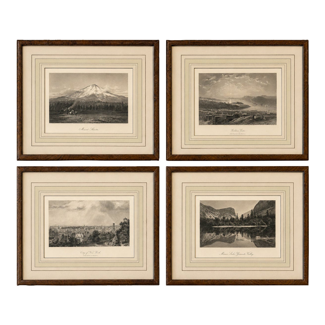 Set of 4 American Landscape Prints – New York, California & Yosemite ...