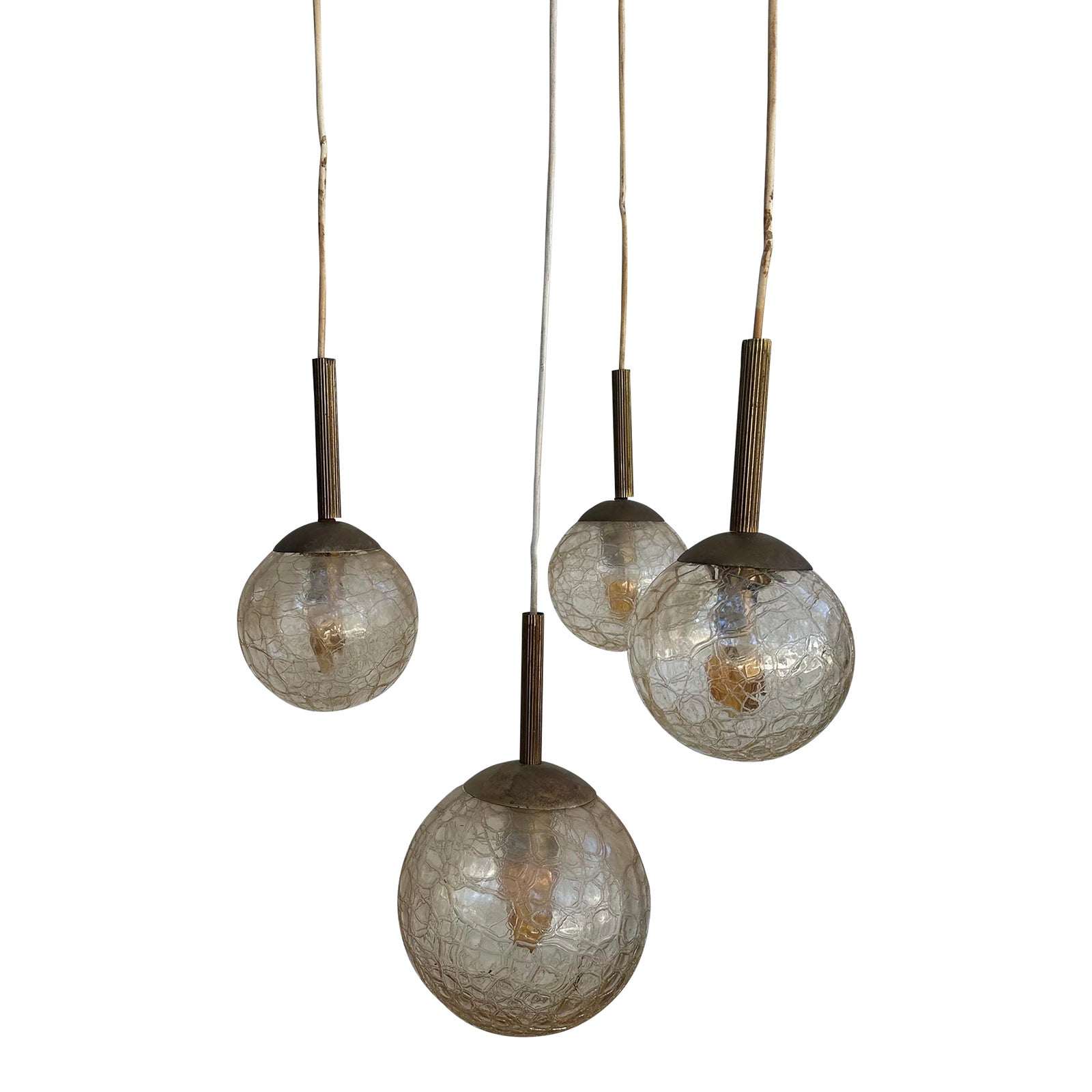 Vintage German Doria Leuchten Pendant Light Tiered Crackle Bulbs | Chairish