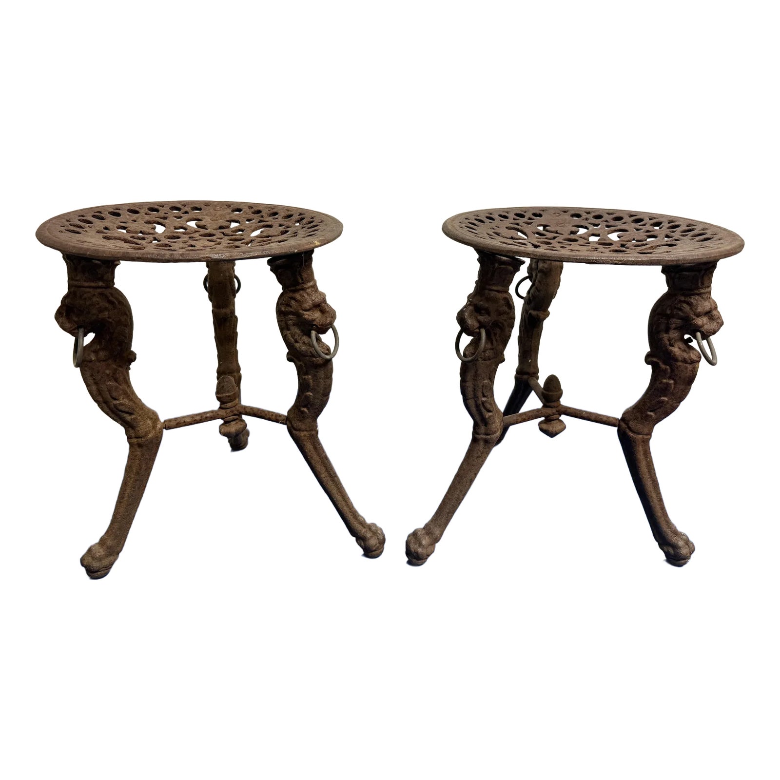 Pair of Victorian Cast Iron Low Stools | Chairish