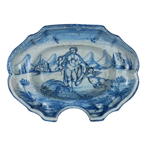 Majolica Shaving Basin from Savona | Chairish