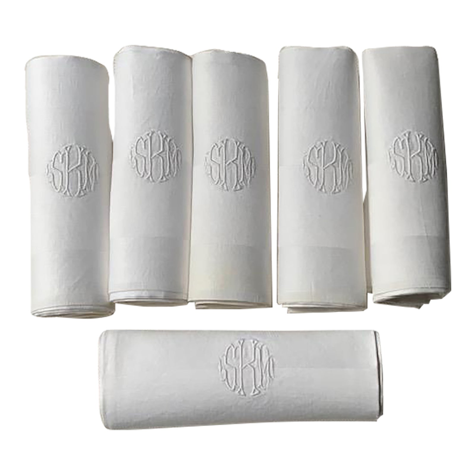 Antique French Linen Dinner Napkins, Monogrammed, Set of 6 | C. 1900s ...