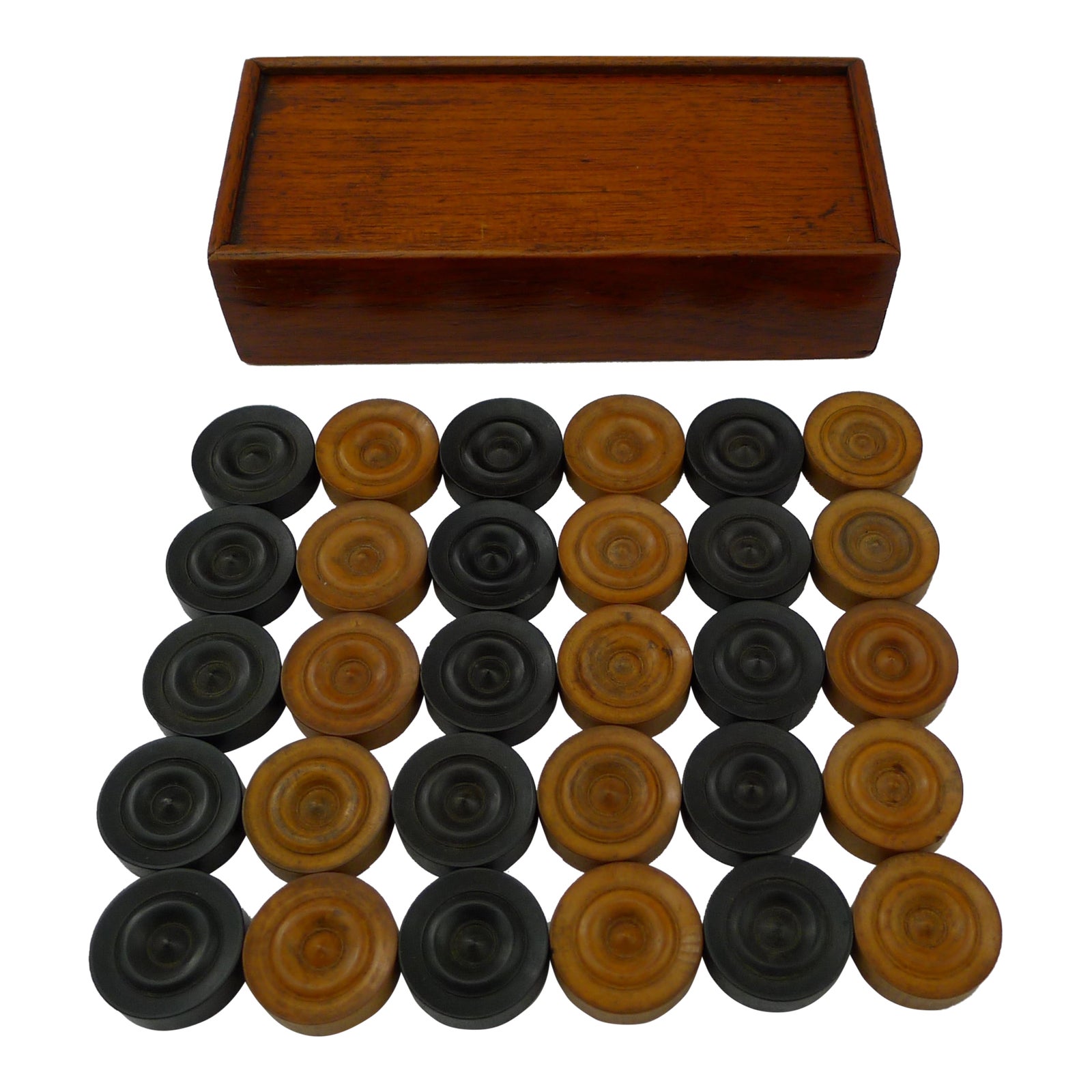 Small Set Antique Draughts / Checkers / Backgammon Counters | Chairish