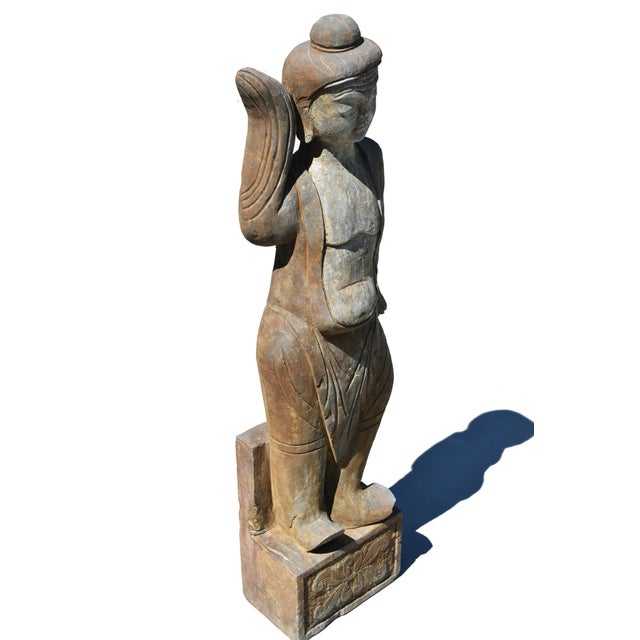 19th Century Solid Stone Figurative Statue | Chairish