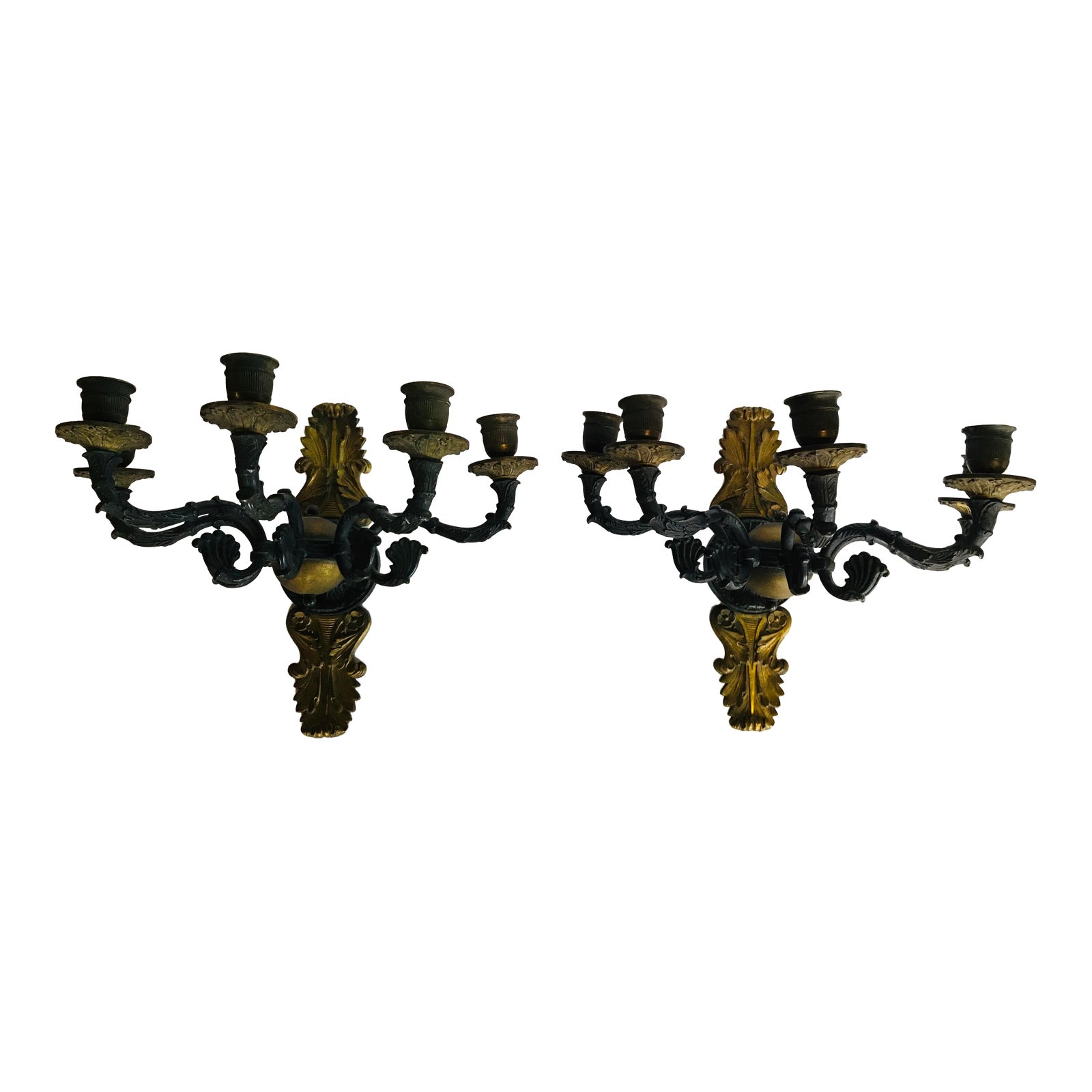 19th Century Five Light Sconces - a Pair | Chairish