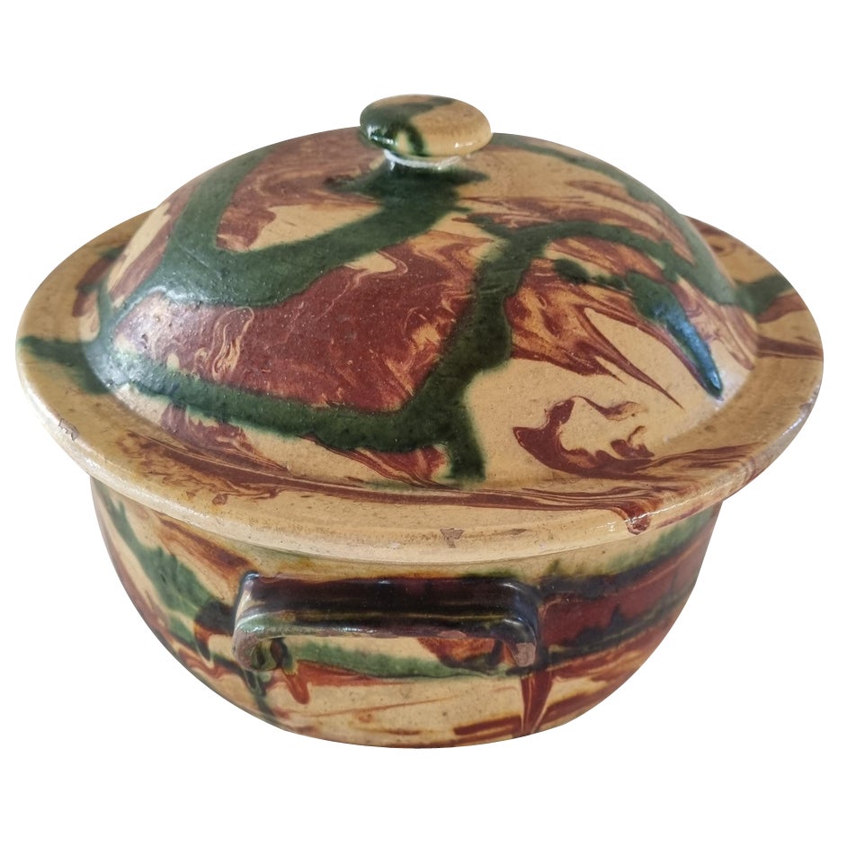 Soup Tureen in Glazed Terracotta with Jasper Decor, 1950s | Chairish
