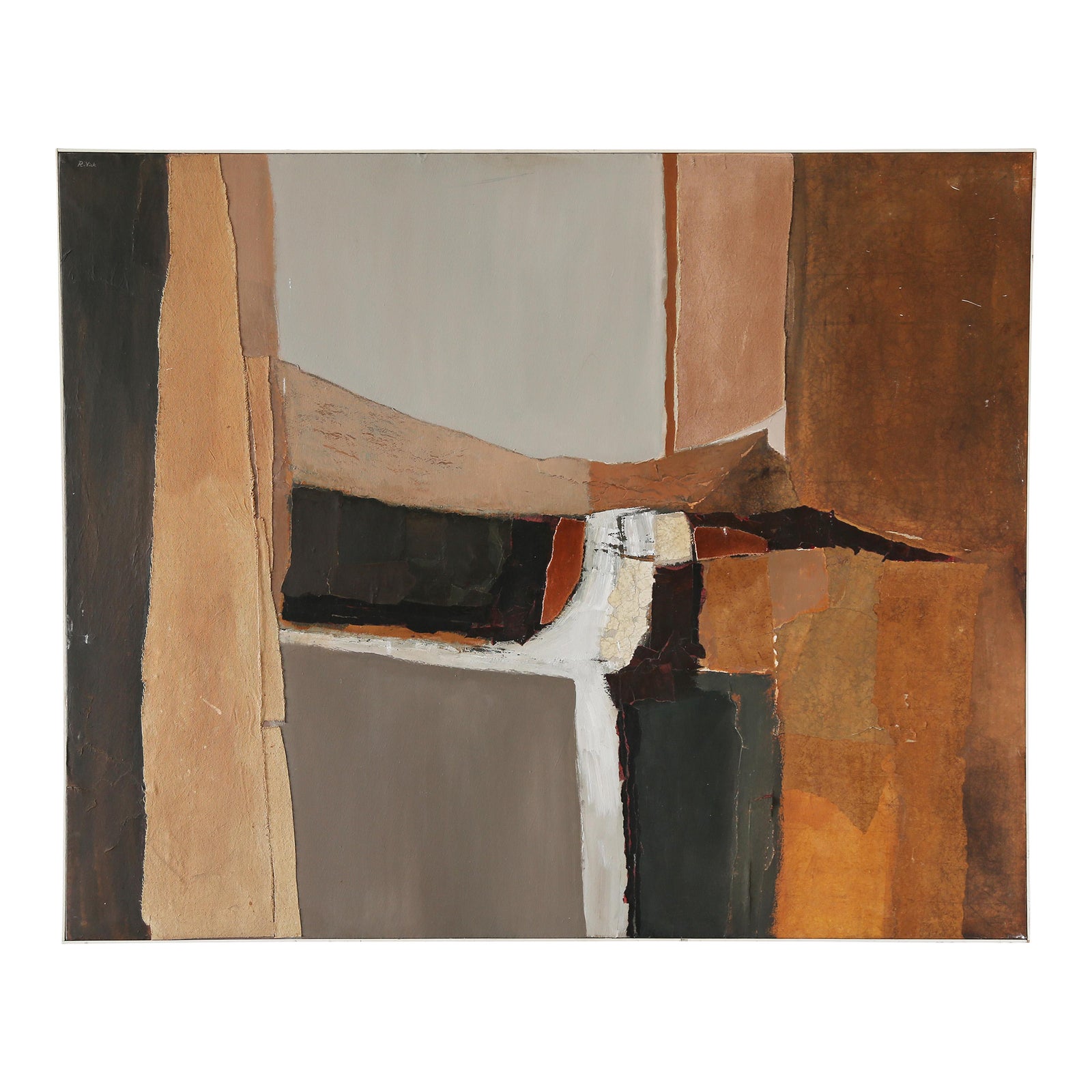 Robert Vick, Modernist Abstract Collage, Tuscan Landscape, 1970s | Chairish