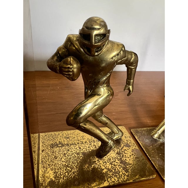 Pair of 1970s Brass Football Player Bookends | Chairish