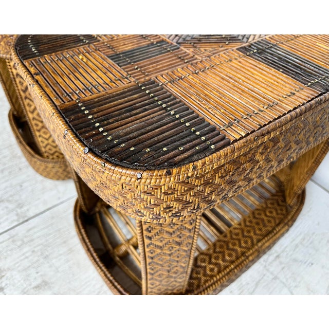 Vintage Woven Pencil Reed Rattan Side Tables- a Pair | Chairish