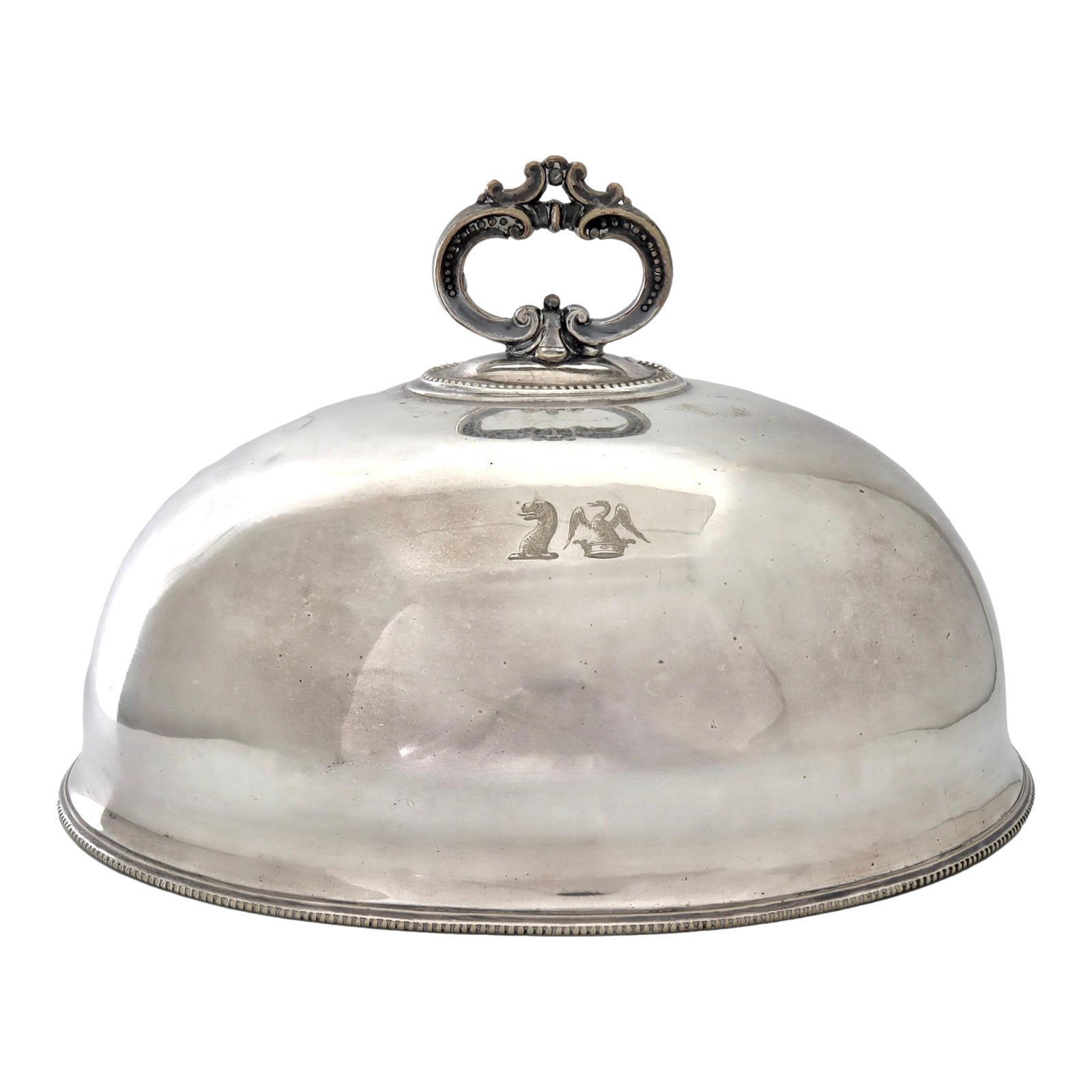 Antique English Silver-Plate Food Cloche W/ Family Crest | Chairish