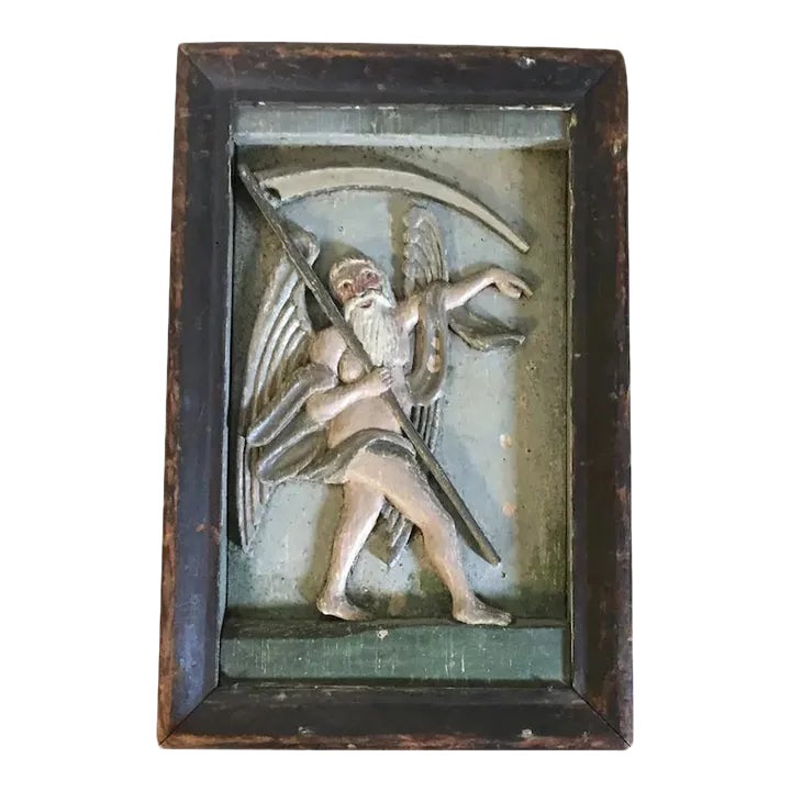 Antique 18th Century Northern European German Carved & Painted Grim ...