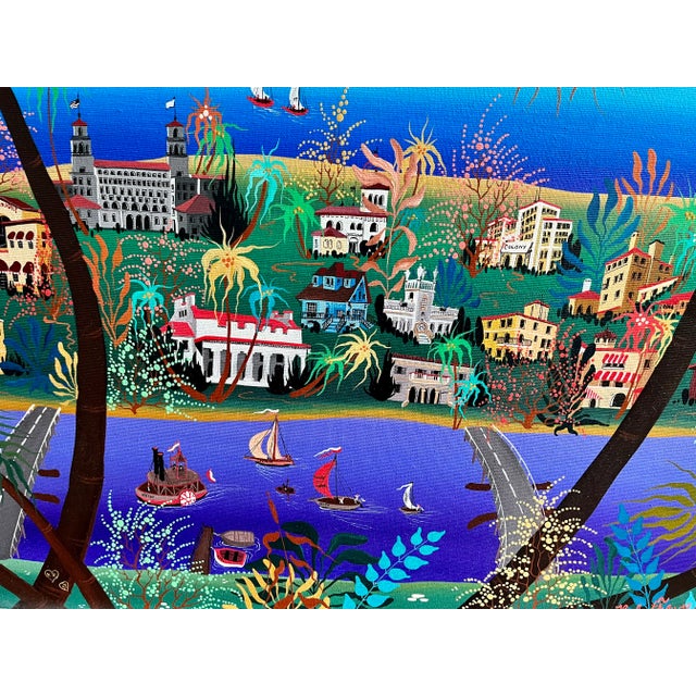 Herbert Felic Hofer Framed Colorful Acrylic on Canvas Painting ...
