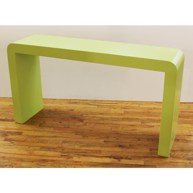 Modern Minimalist Green Waterfall Console | Chairish