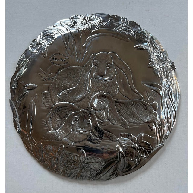 Vintage Arthur Court Cast Aluminum Repousse Round Rabbits Bunnies ...
