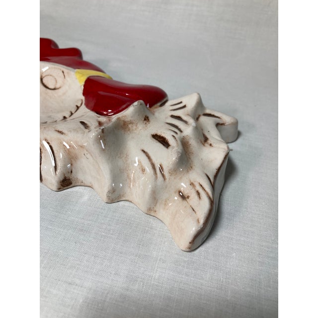 Vintage 1960s Hand Painted Ceramic Rooster Spoon Rest | Chairish