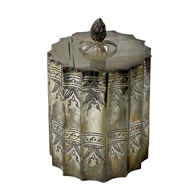 Vintage Silver Color Pewter Metal Oval Theme Container Display | Chairish