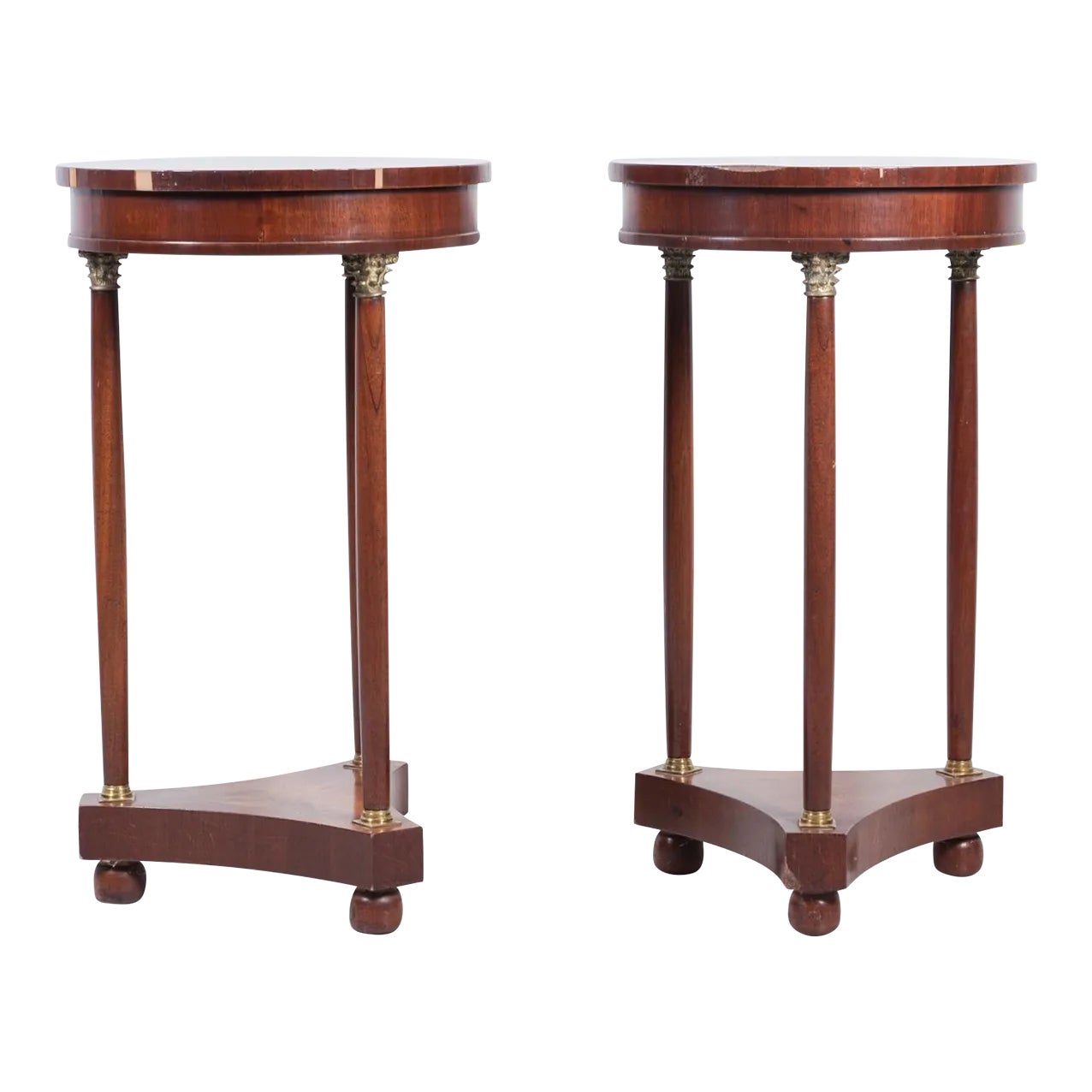 Pair of George III-Style Veneer Side Tables | Chairish