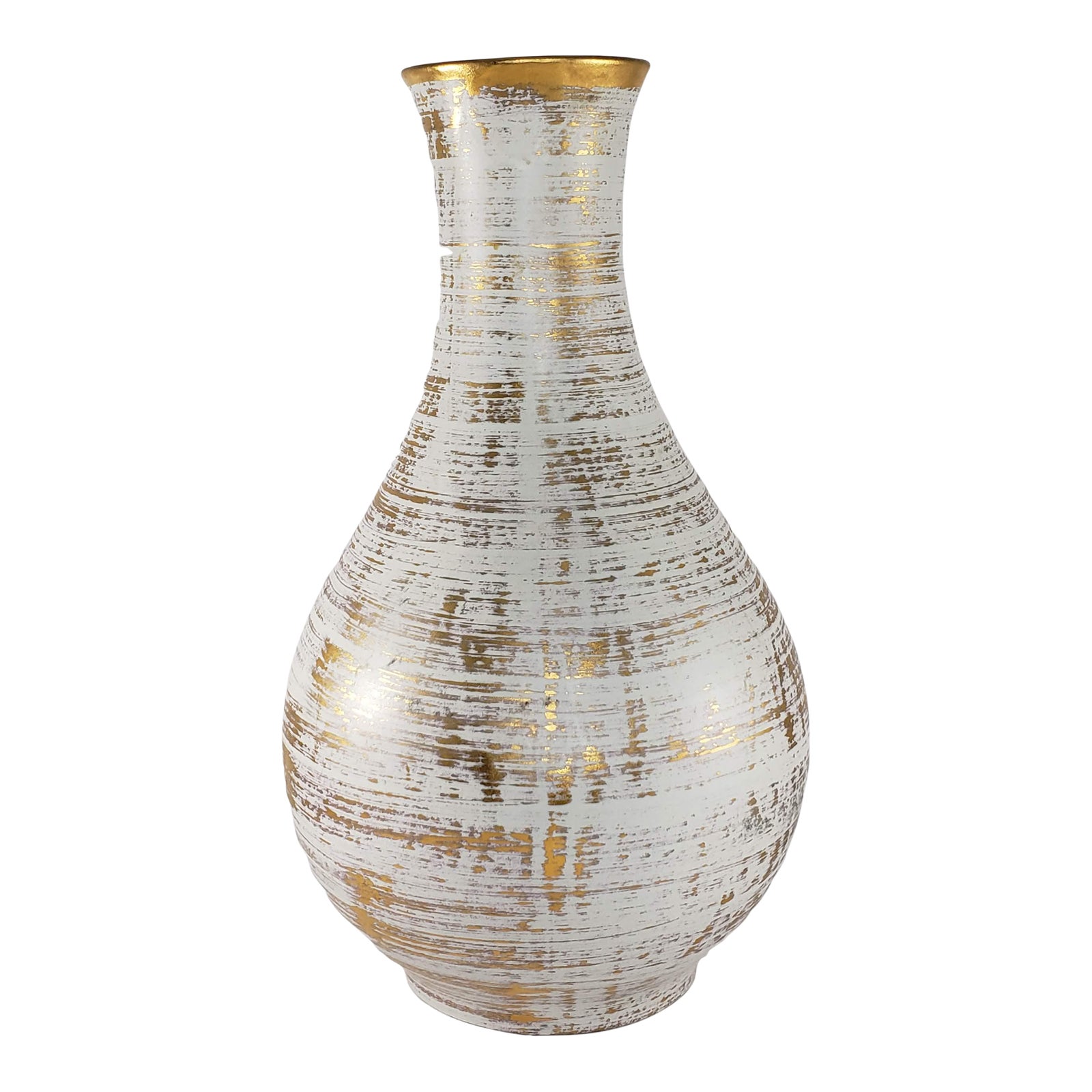 Mid Century Modern Royal Haeger Vase 22k Gold Tweed Rg87 White | Chairish