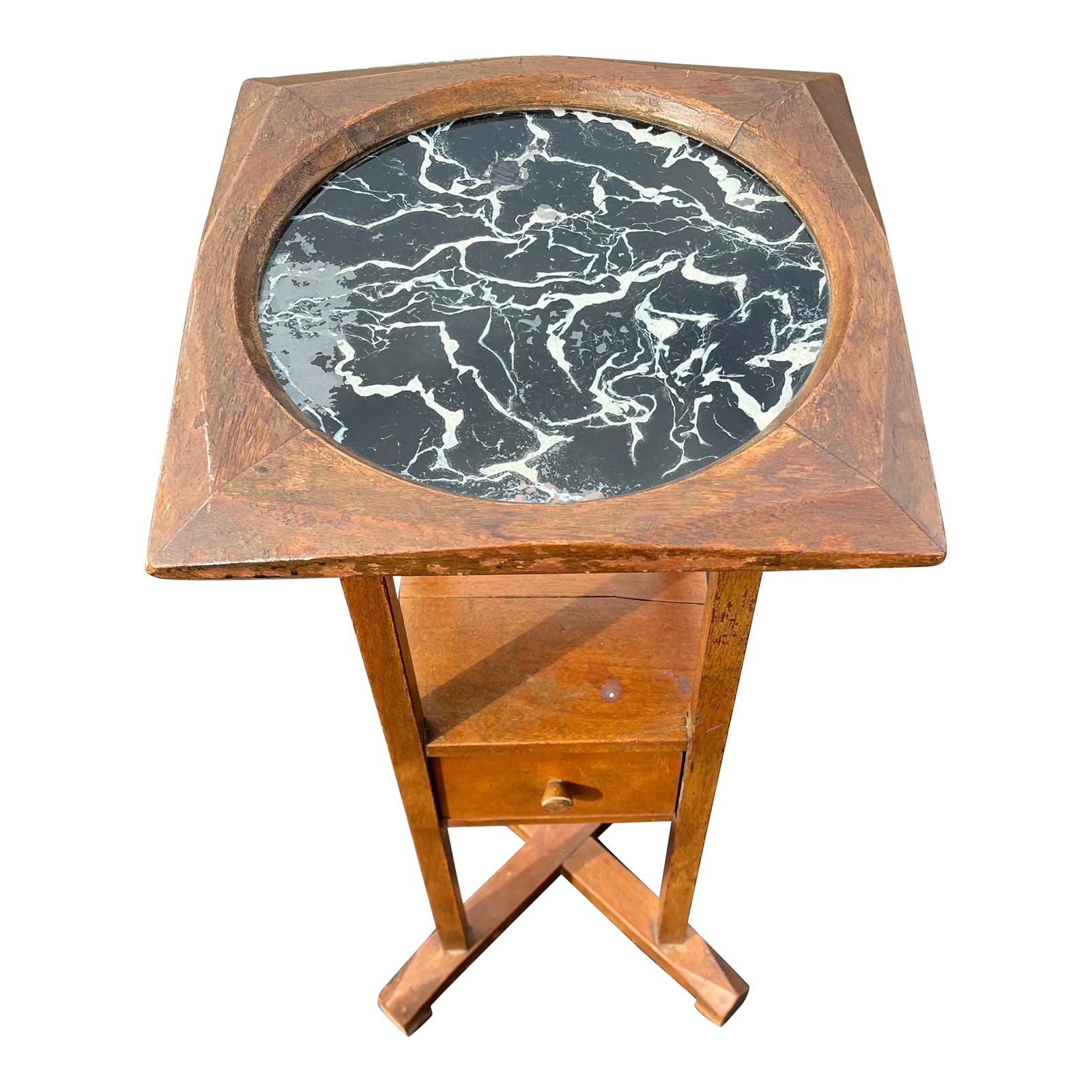 1940s Faux Marble Smoking Stand | Chairish