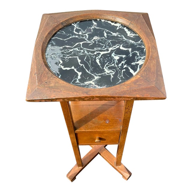 1940s Faux Marble Smoking Stand | Chairish